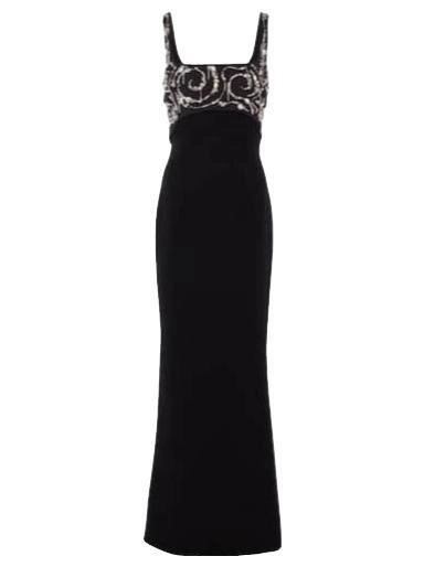 SAFIYAA LONDON Ezda Embellished Crepe Gown - Black