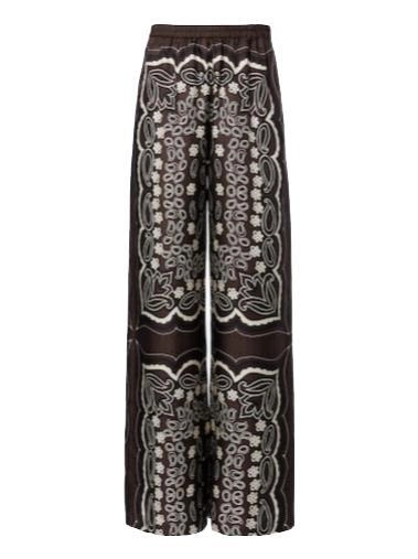 NILI LOTAN Morgan Printed Silk Twill Wide-leg Pants - Black