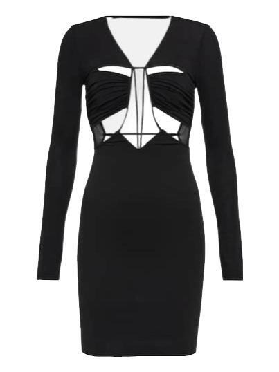NENSI DOJAKA Cutout Jersey Minidress - Black