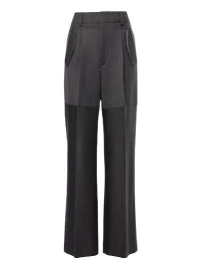 Victoria Beckham Paneled Wide-leg Wool Trousers - Black