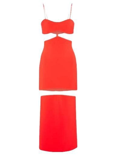 David Koma Cady And Mesh Midi Dress - Orange