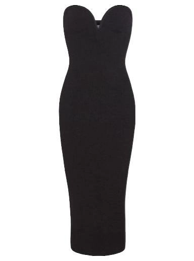 Galvan Thalia Sweetheart Neckline Bustier Midi Dress - Black