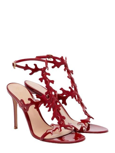 GIANVITO ROSSI Patent Leather Stiletto Sandals - Red