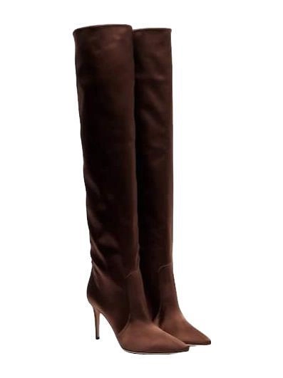 GIANVITO ROSSI Over-the-knee Satin Stiletto Boots - Black