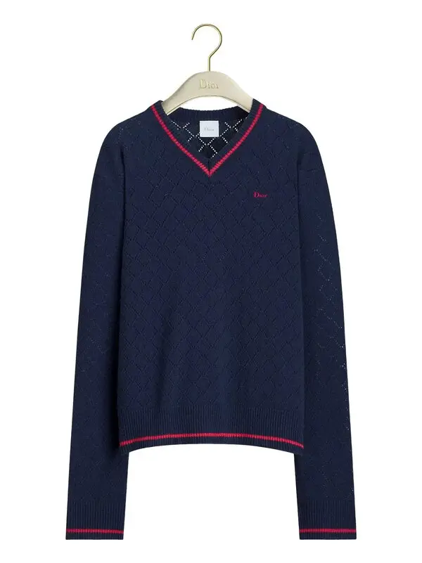 Dior V-neck Sweater With Striped Cuffs - Black