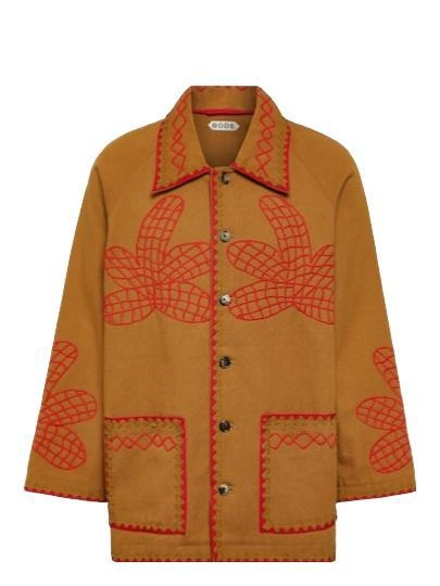 BODE Embroidered Cotton Coat - Brown