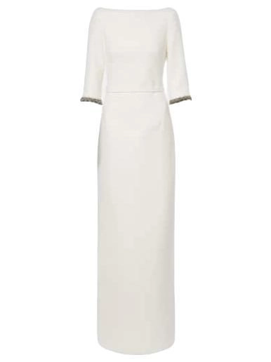 SAFIYAA LONDON Amaris Embellished Crêpe Gown - White