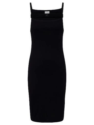 COURREGES Ribbed-knit Cotton Jersey Midi Dress - Black