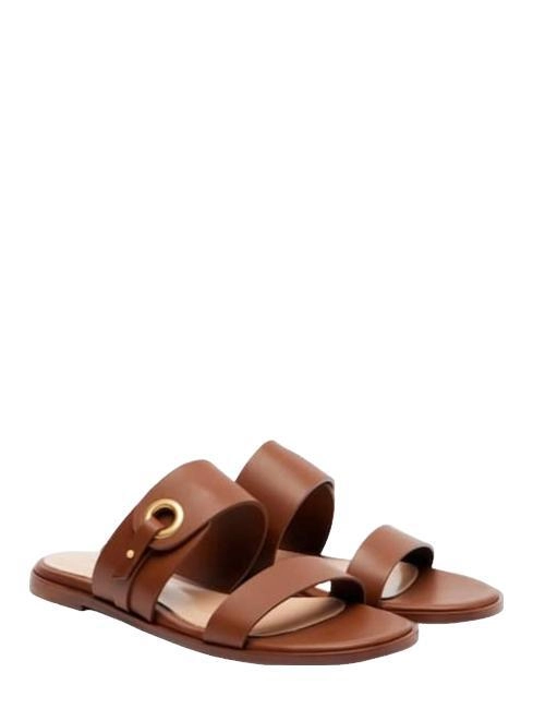 GIANVITO ROSSI Leather Double-strap Sandals With Gold-tone Hardware - Brown