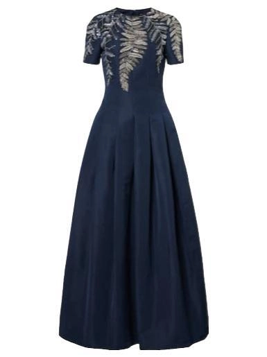 Oscar De La Renta Embellished Faille Gown - Black