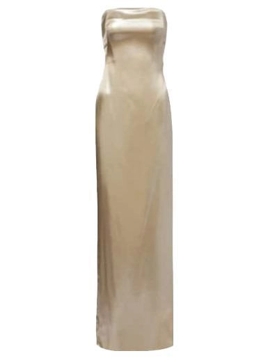 Galvan Strapless Metallic Satin Gown - Nude