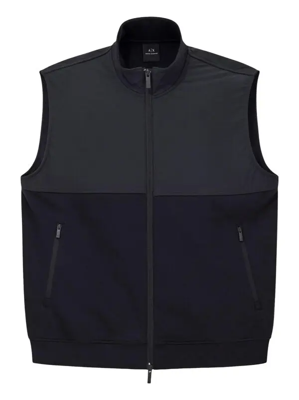 Armani Exchange Sleeveless Zip-up Vest - Black