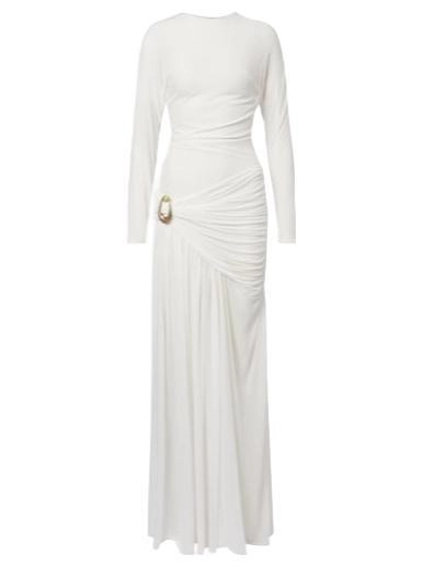 Christopher Esber Stone Pin Draped Gown - White