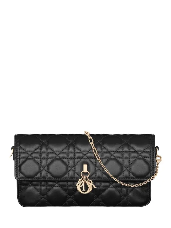 Dior Cannage Quilted Pouch With Chain - Black