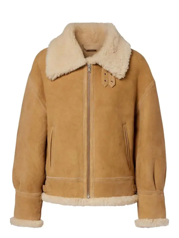Nour Hammour Portia Shearling-lined Suede Jacket - Biscuit