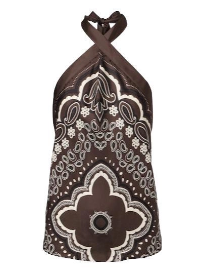 NILI LOTAN Solal" Printed Halterneck Silk Top - No
