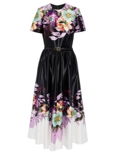 Elie Saab Floral Print Midi Dress - Black