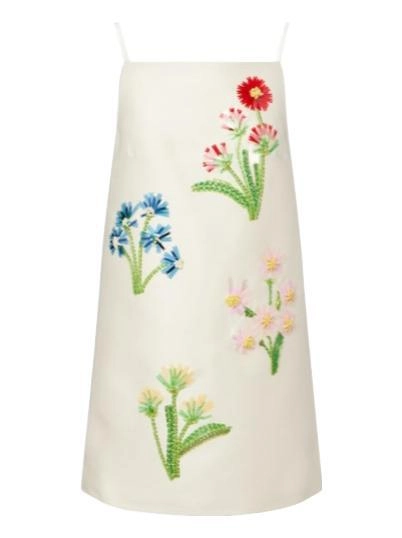LEO Embellished Wool And Silk Minidress - White