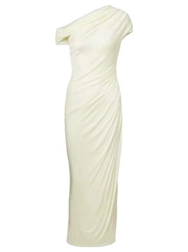 Galvan One-shoulder Draped Midi Dress - White