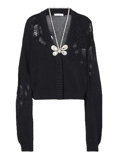 AREA Embellished Cardigan - Black