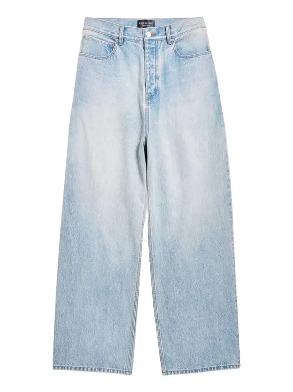 Balenciaga Logo Patch Baggy Jeans - Blue