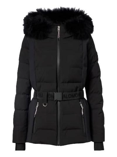 YVES SALOMON Doudoune Belted Ski Jacket With Fur Trim - Black