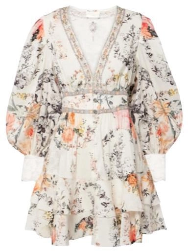 Camilla Floral Linen And Silk Minidress - No