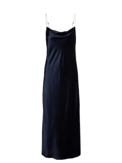 Dorothee Schumacher Sense Of Shine Silk-blend Satin Slip Dress - Black