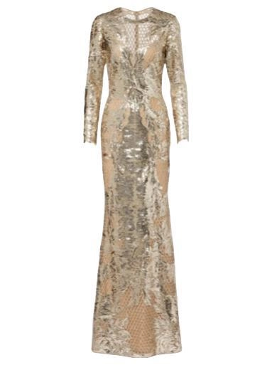 Elie Saab Embroidered Sequined Tulle Gown - Nude