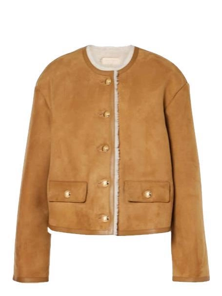 NILI LOTAN Suede Fur Cropped Jacket - Brown