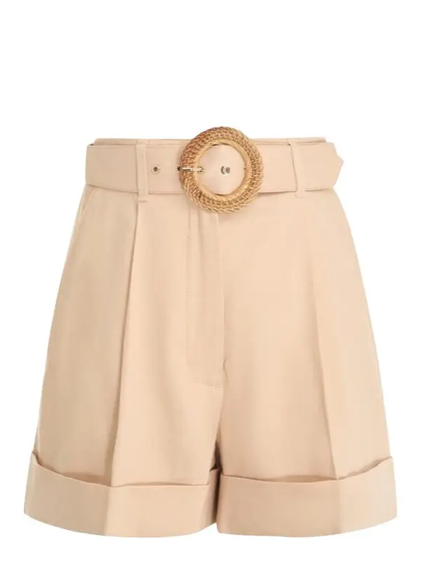 Zimmermann Belted High Waisted Shorts - Nude