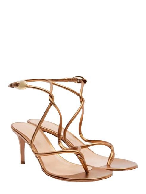 GIANVITO ROSSI High-heeled Sandals With Snake-shaped Gold Buckle - Nude