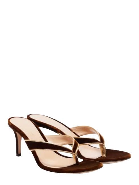 GIANVITO ROSSI Velvet Mules With Leather Trim - Nude