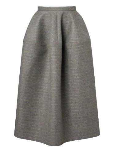 Erdem Striped Wool And Mohair Flannel Midi Skirt - Gray