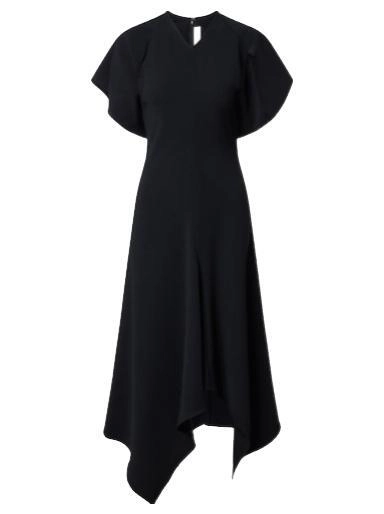 Victoria Beckham Asymmetric Draped Cady Midi Dress - Black
