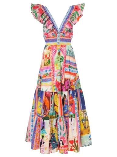 Camilla Embellished Cutout Cotton Maxi Dress - Multicolor