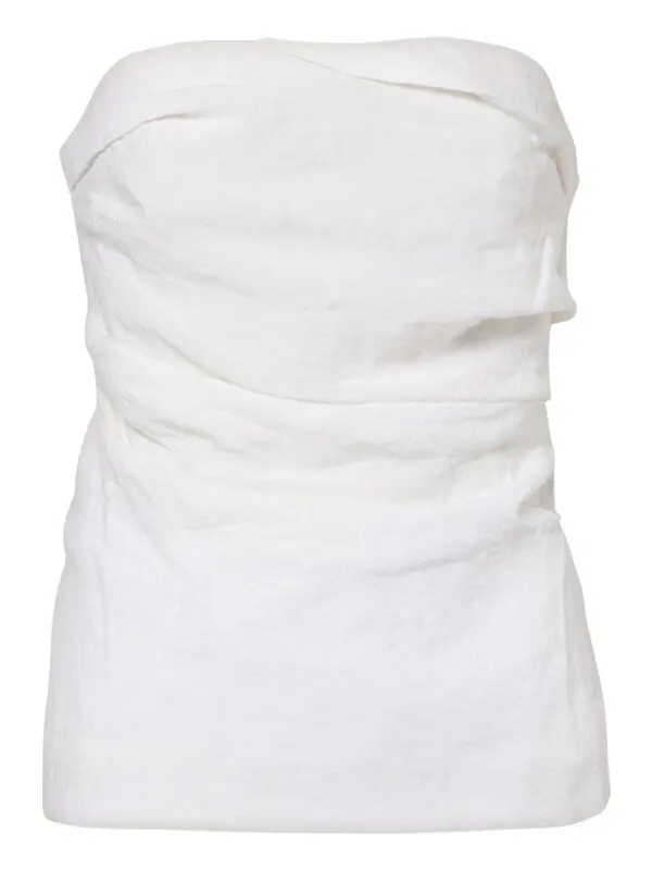 Tove Izel Draped Linen Top - White