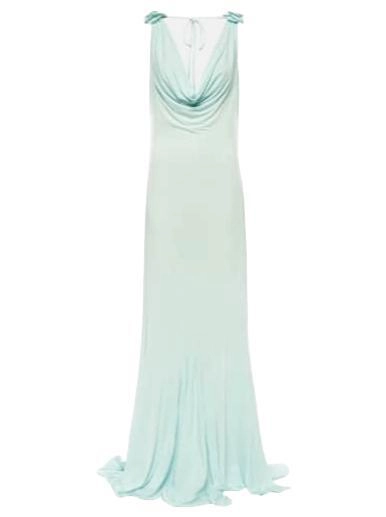 Magda Butrym Jersey Slip Dress With Rose Details - White