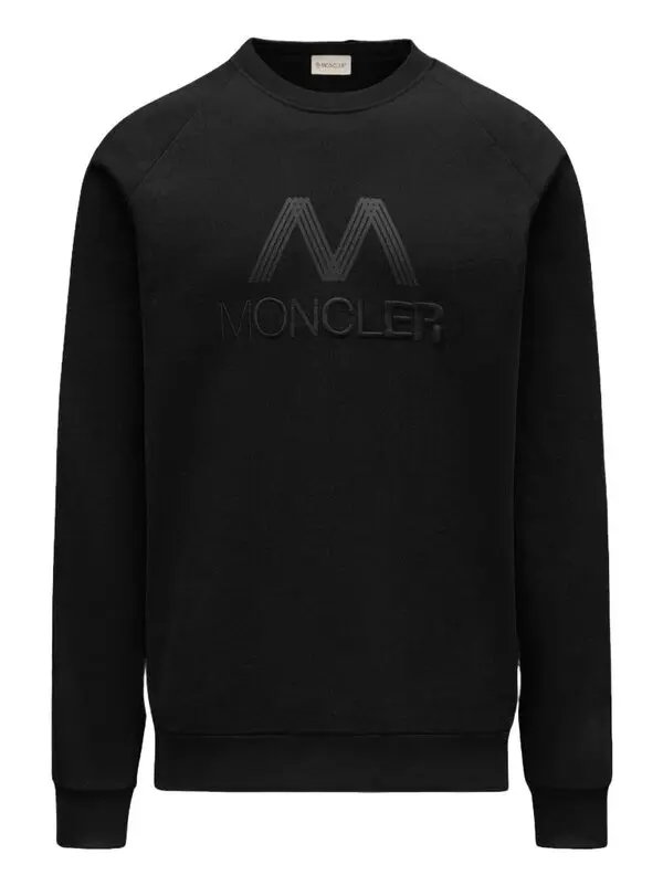 Moncler Logo Round-neck Long-sleeve Sweater - Black