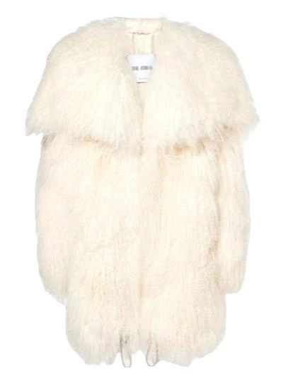 Attico Long Curly Fur Coat - White