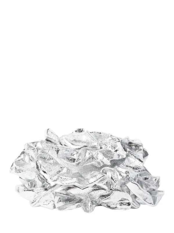 Dries Van Noten Pleated Design Clutch - Silver