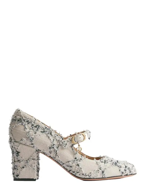 Dior Round Toe Mary Jane High Heels With Adjustable Ankle Strap - Gray