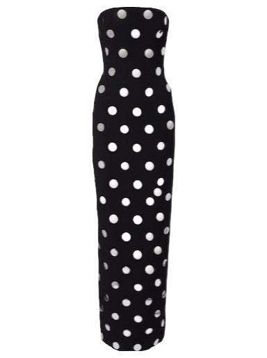 David Koma Strapless Polka Dot Gown - Black