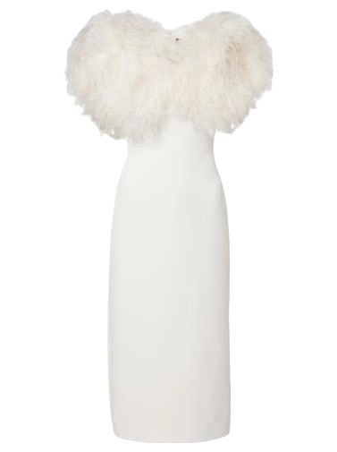 David Koma Feather-trimmed Cocktail Dress - White