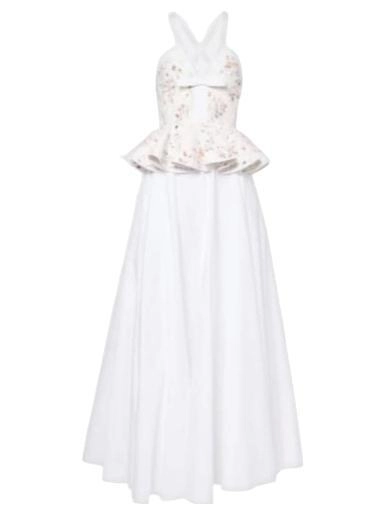 Giambattista Valli Floral Lace Gown With Ruffle Detail - White