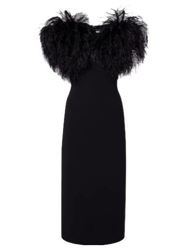 David Koma Feather-trimmed Cocktail Dress - Black