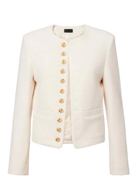 NILI LOTAN Crew Neck Casual Jacket - White