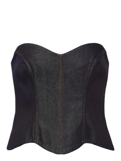 AYA MUSE Denim Bustier Top - Black