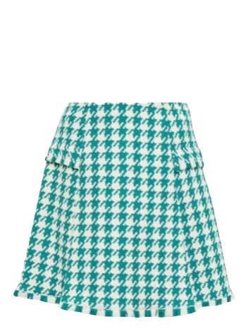 Oscar De La Renta Frayed Houndstooth Tweed Mini Skirt - Blue
