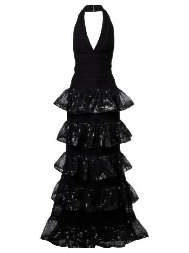 Elie Saab Sequined Macramé Gown - Black